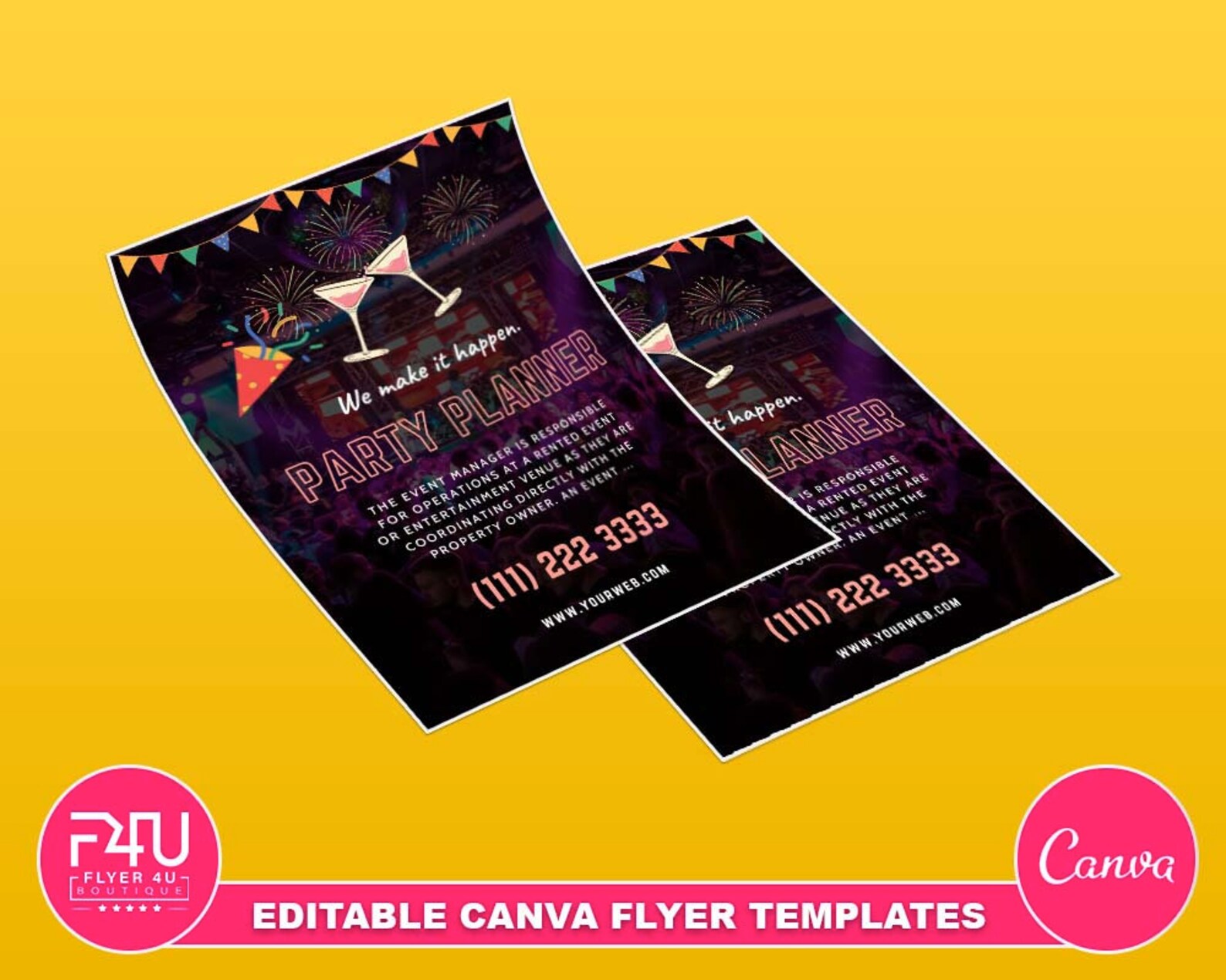 Party Planner Flyer DIY Canva Party Planner Flyer Template - Etsy