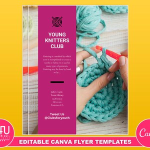 Knitting Crocheting Lessons Flyer, DIY Canva Knitting Crocheting ...
