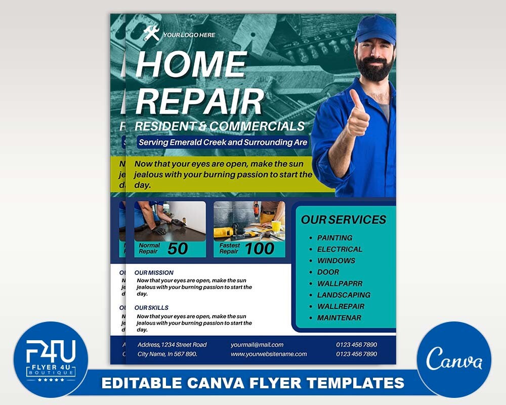 Handyman Service Flyer, DIY Canva Handyman Service Flyer Template 2022 ...