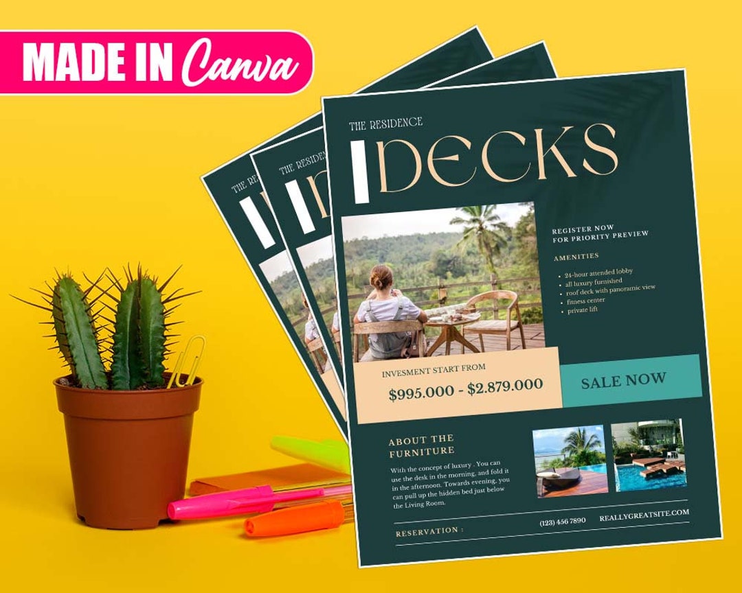 Decks Flyer DIY Canva Decks Flyer Template 2022 Editable - Etsy