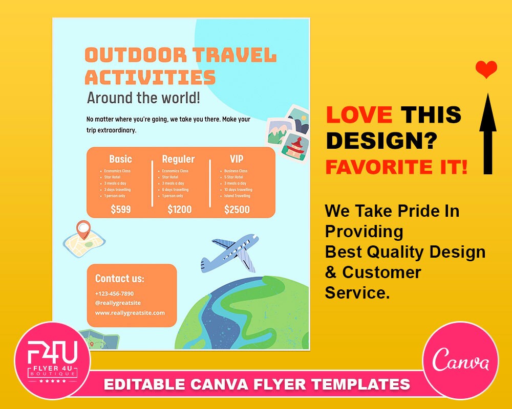 Outdoor Travel Activities Flyer DIY Canva Outdoor Travel - Etsy