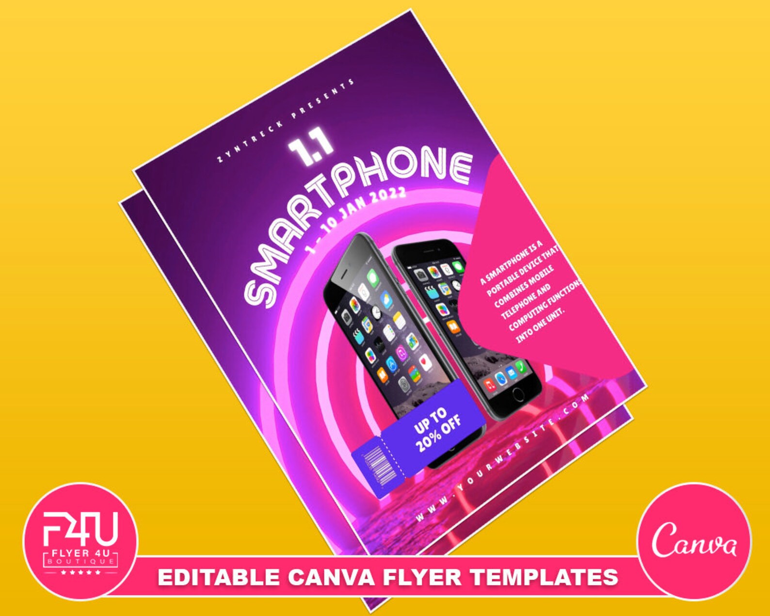 Smartphone Flyer, DIY Canva Smartphone Flyer Template 2022, Editable US ...