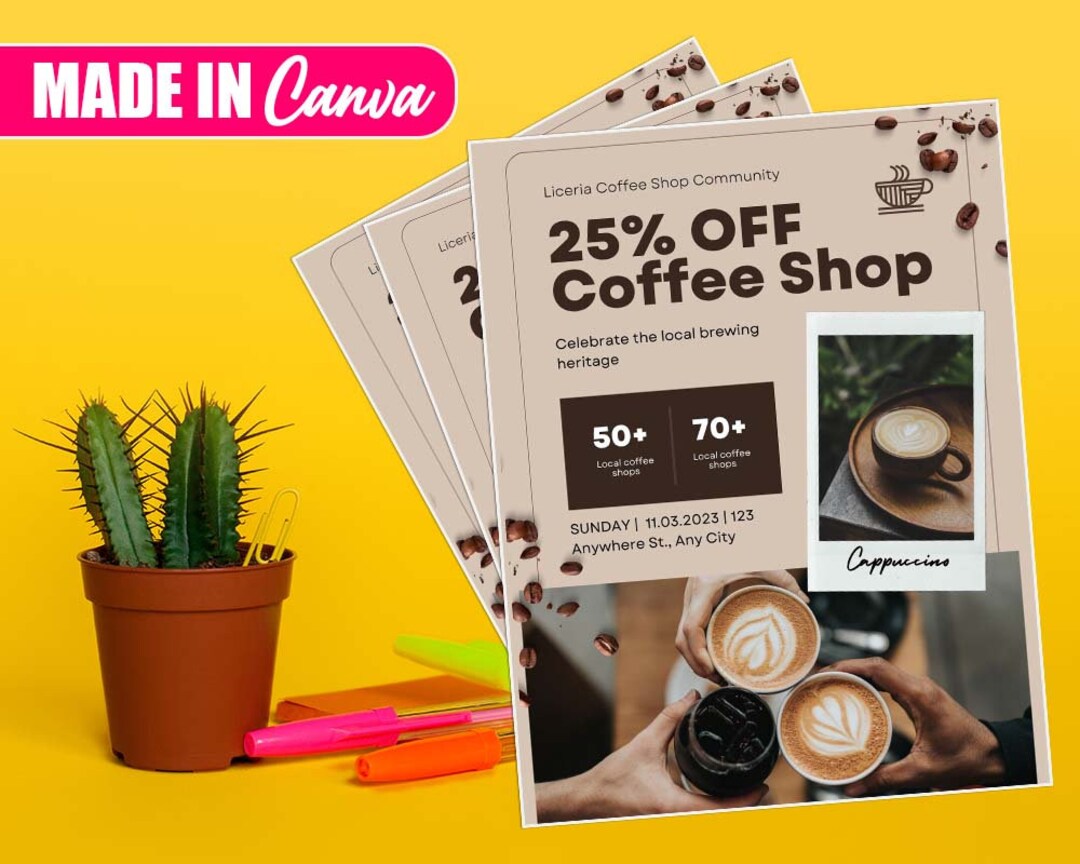 Coffee Shop Marketing Flyer, DIY Canva Coffee Shop Marketing Flyer ...
