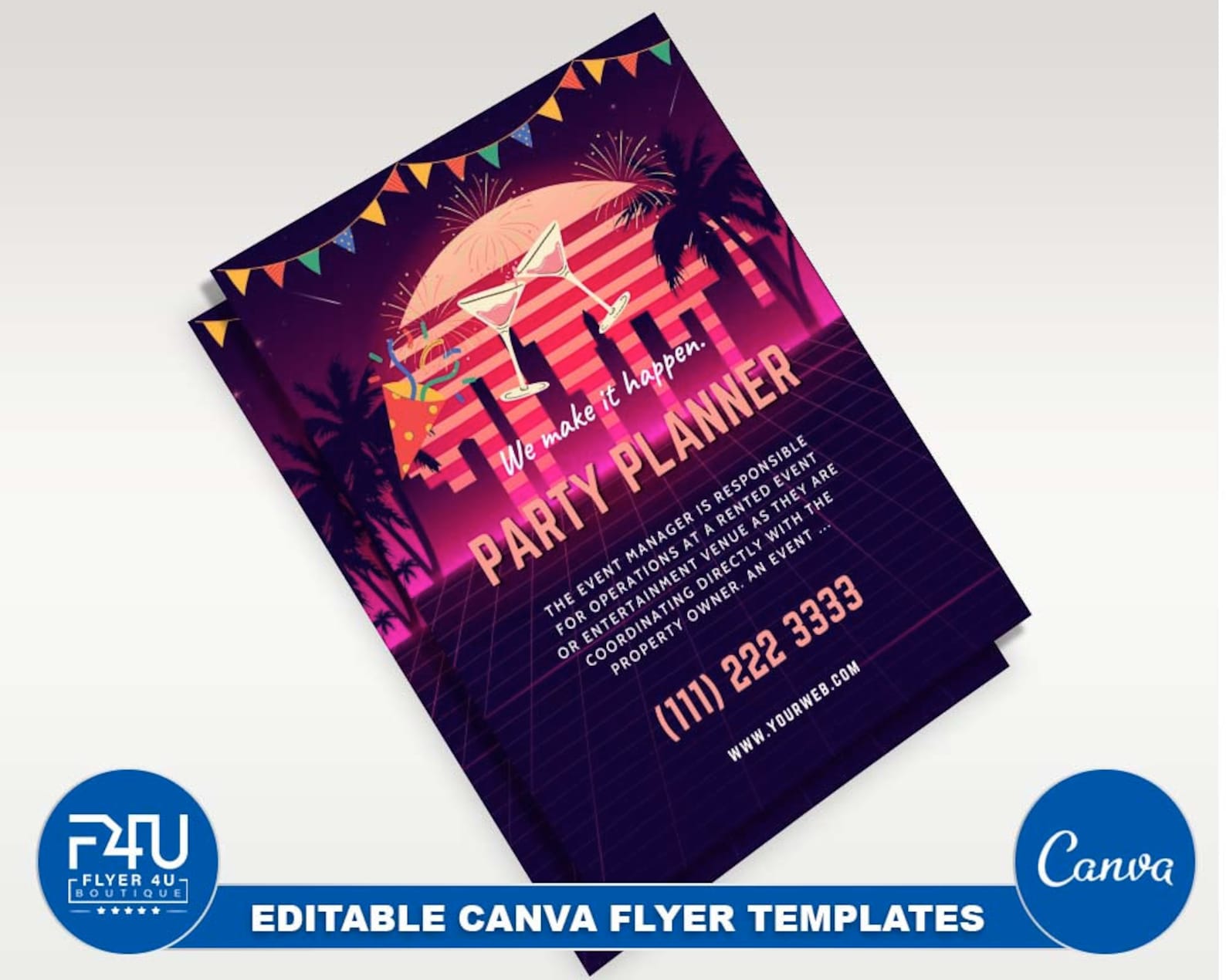 Party Planner Flyer DIY Canva Party Planner Flyer Template - Etsy