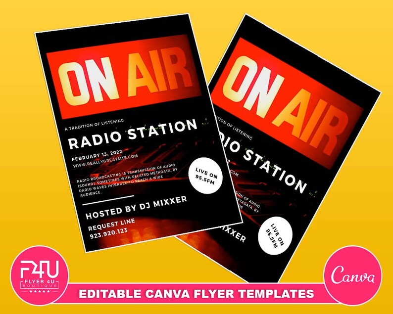 Radio Station Flyer DIY Canva Radio Station Flyer Template - Etsy