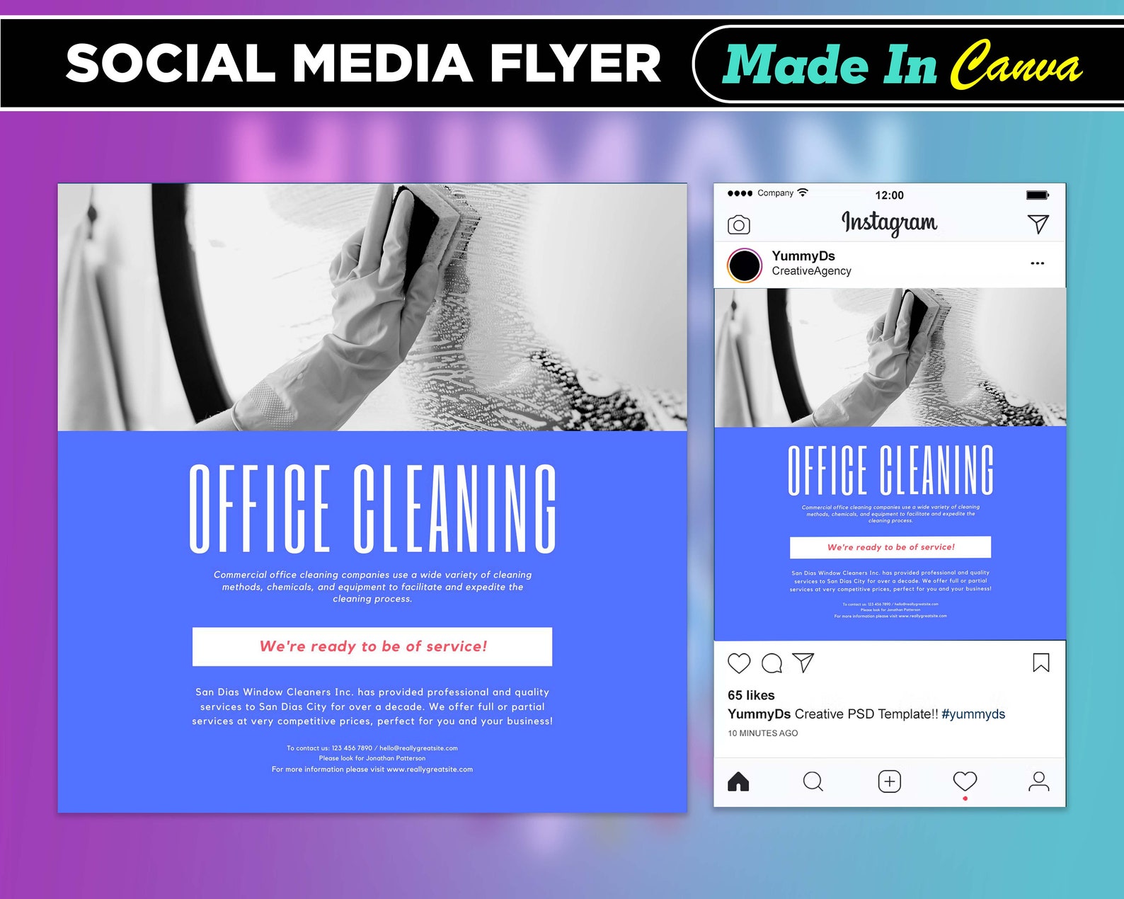 Office Cleaning Flyer, DIY Canva Office Flyer, Editable Social Media Flyer Template for Office ...