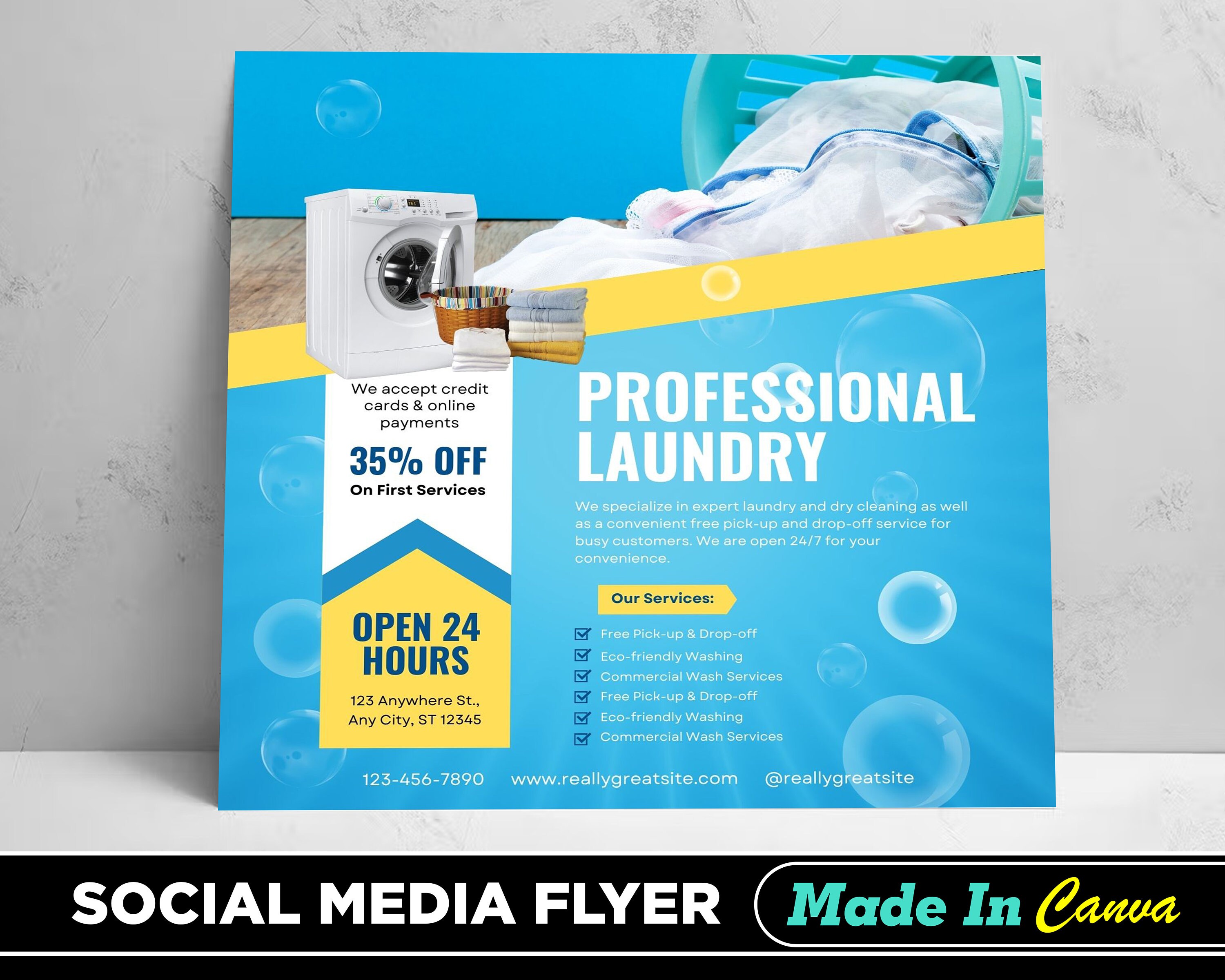 Professional Laundry Flyer, DIY Canva Professional Laundry Flyer ...