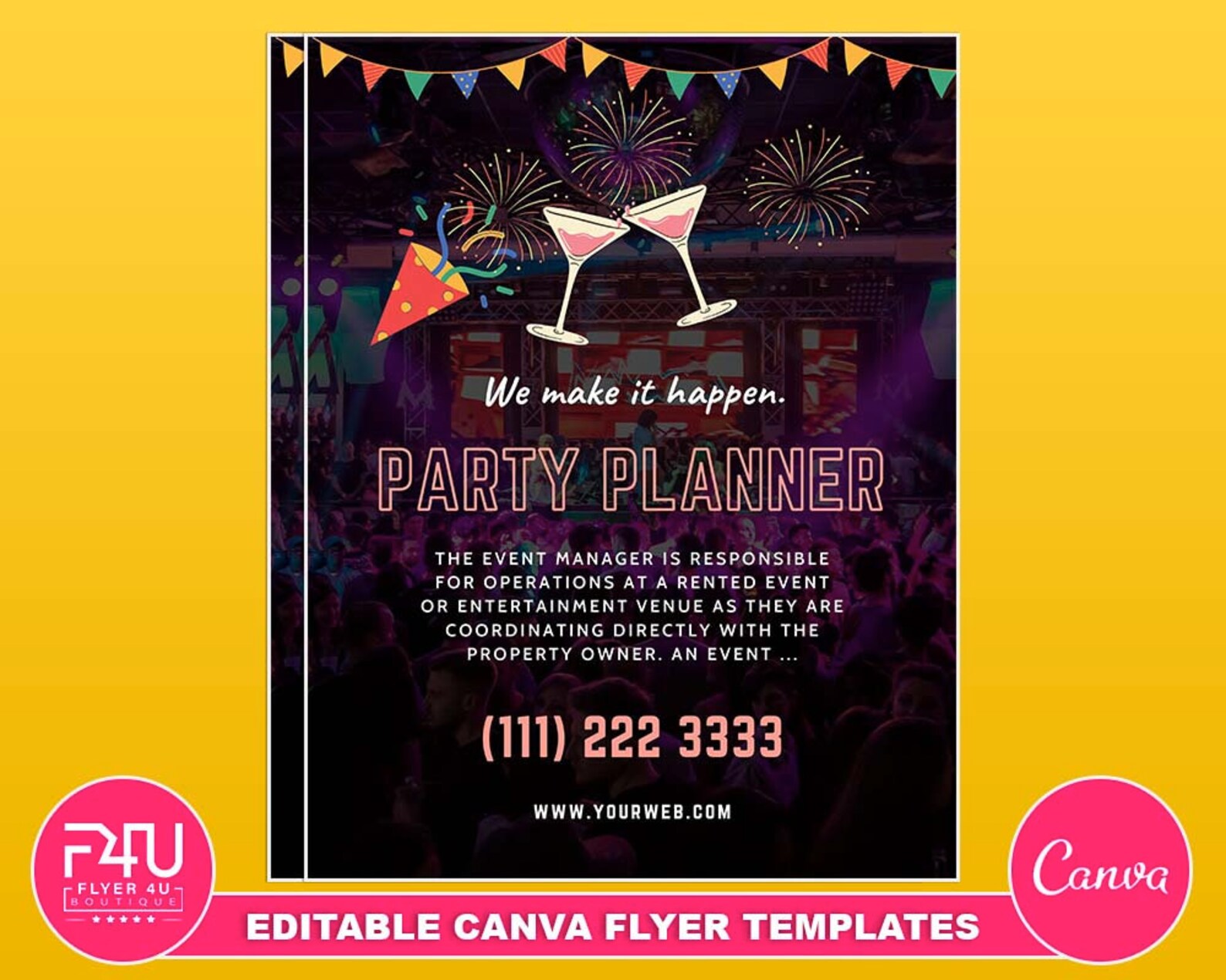 Party Planner Flyer DIY Canva Party Planner Flyer Template - Etsy