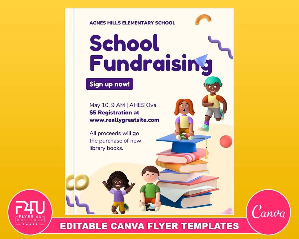 School Fundraising Flyer, DIY Canva School Fundraising Flyer, Editable ...