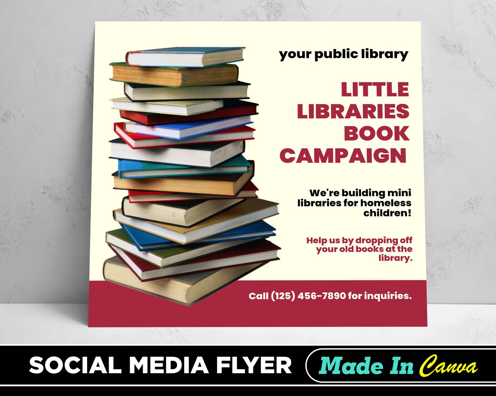 Book Drives Flyer, DIY Canva Book Drives Flyer Template 2022, Editable ...