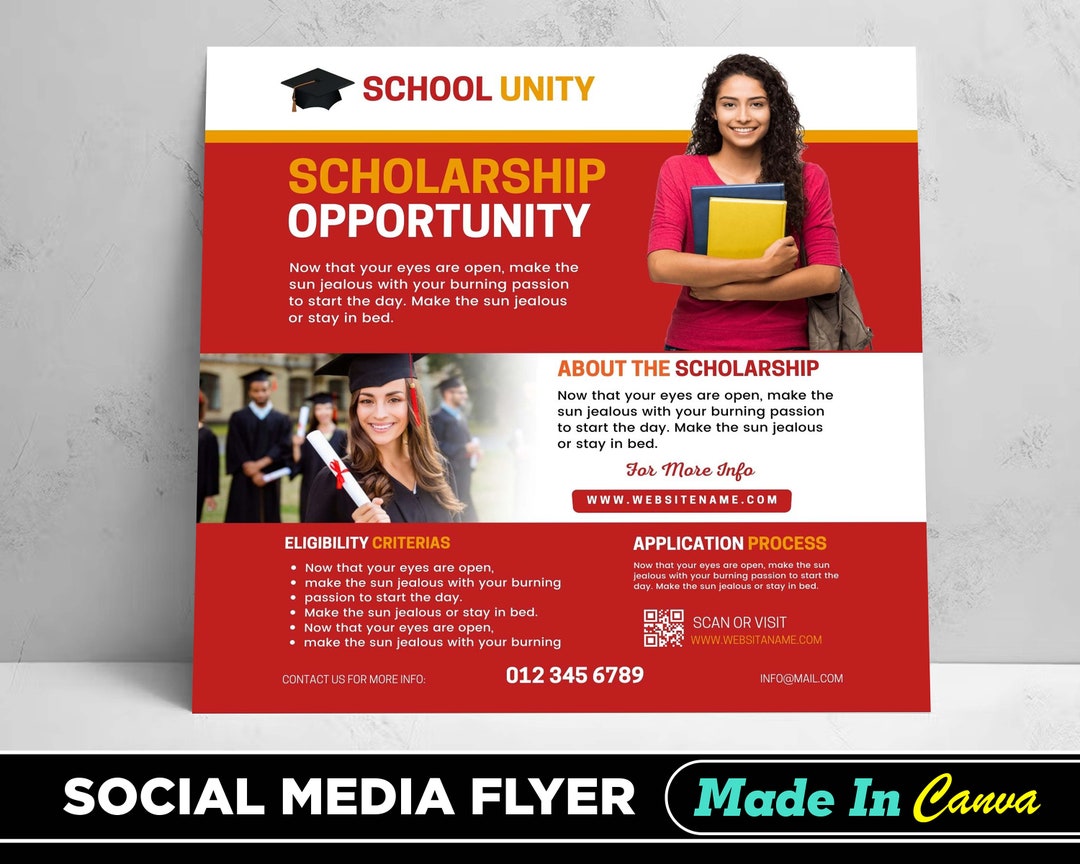 Scholarship Flyer Diy Canva Scholarship Flyer Template 2022 Editable