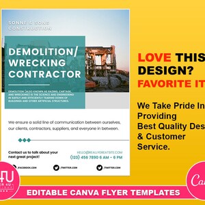 Demolition Wrecking Contractor Flyer,diy Canva Demolition Wrecking ...
