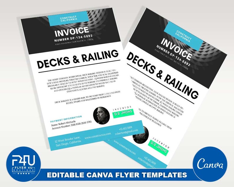 Decks and Railing Flyer, DIY Canva Decks & Railing Template 2022 ...