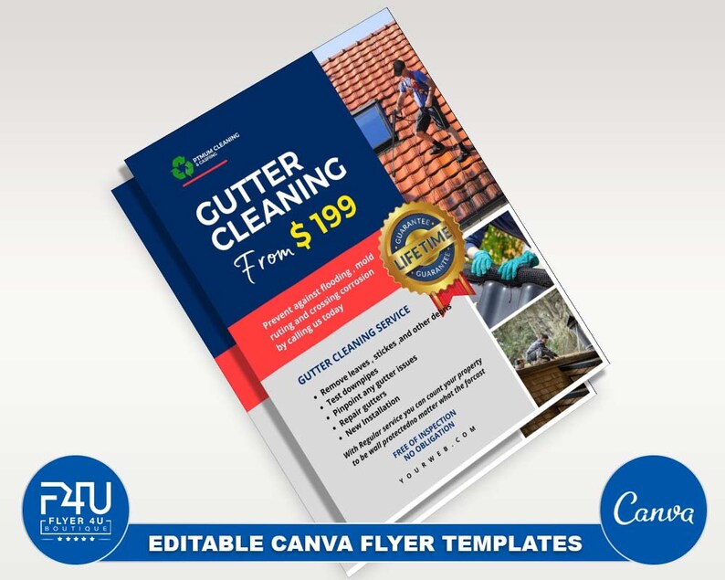 Gutter Cleaning Flyer, DIY Canva Gutter Cleaning Flyer Template 2022 ...
