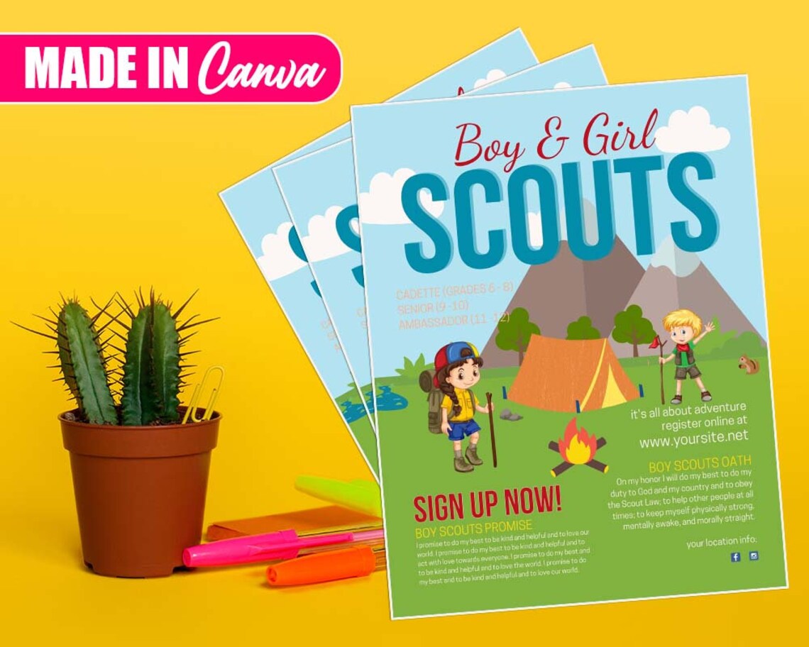 Scouts Flyer DIY Canva Scouts Flyer Template 2022 Editable - Etsy