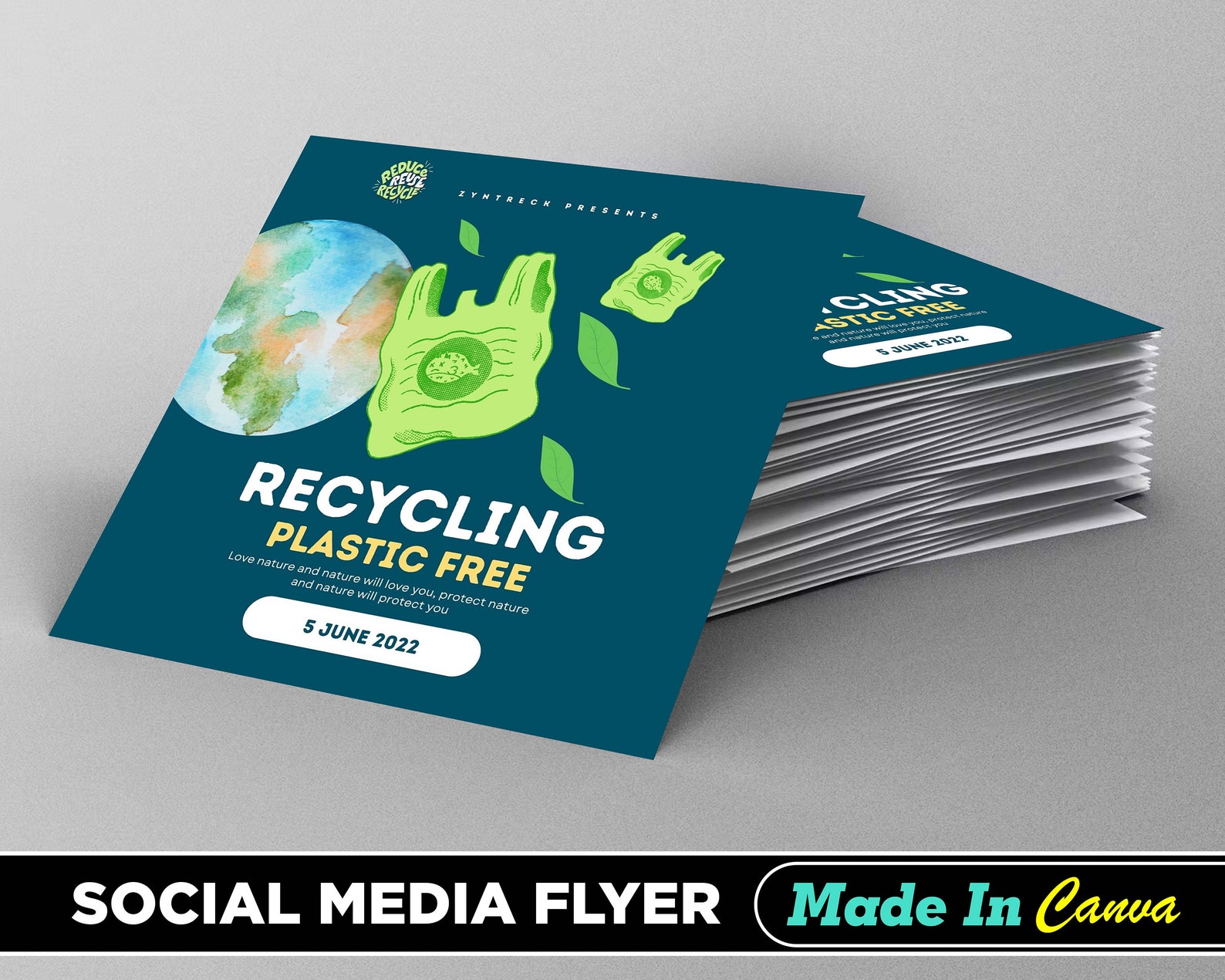 Recycling Flyer, DIY Canva Recycling Flyer Template 2022, Editable ...
