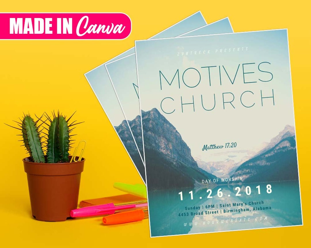 Motives Church Flyer, DIY Canva Motives Church Flyer Template, Editable ...