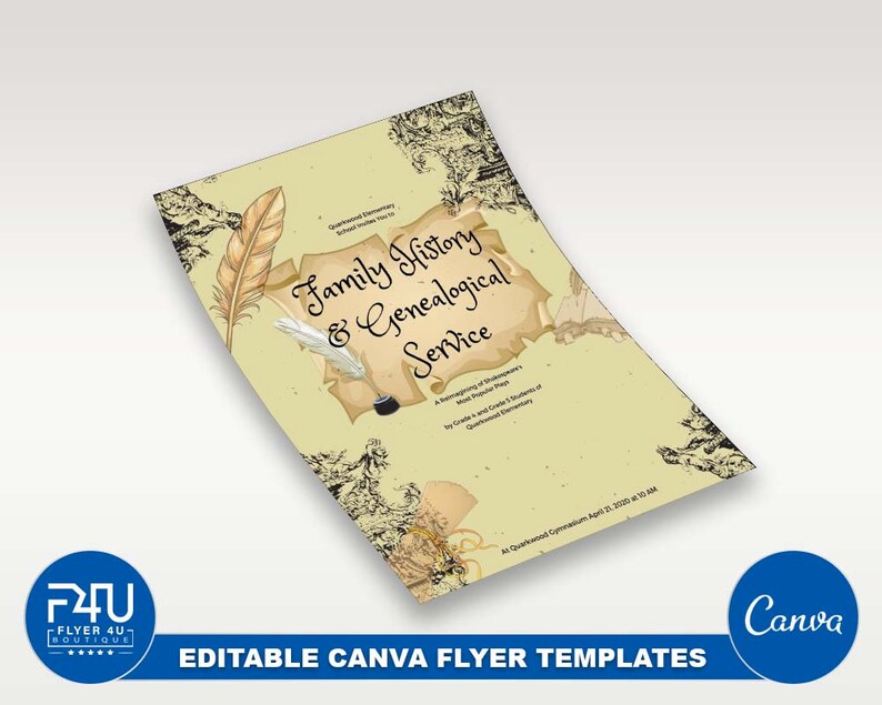 Genealogical Service Flyer, DIY Canva Genealogical Service Flyer ...