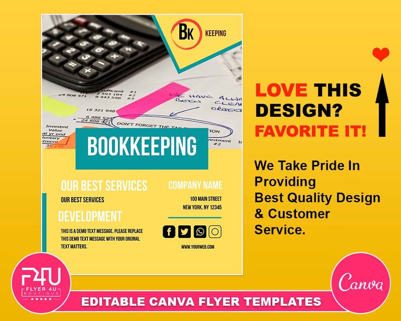 Bookkeeping Flyer, DIY Canva Bookkeeping Flyer Template 2022, Editable ...