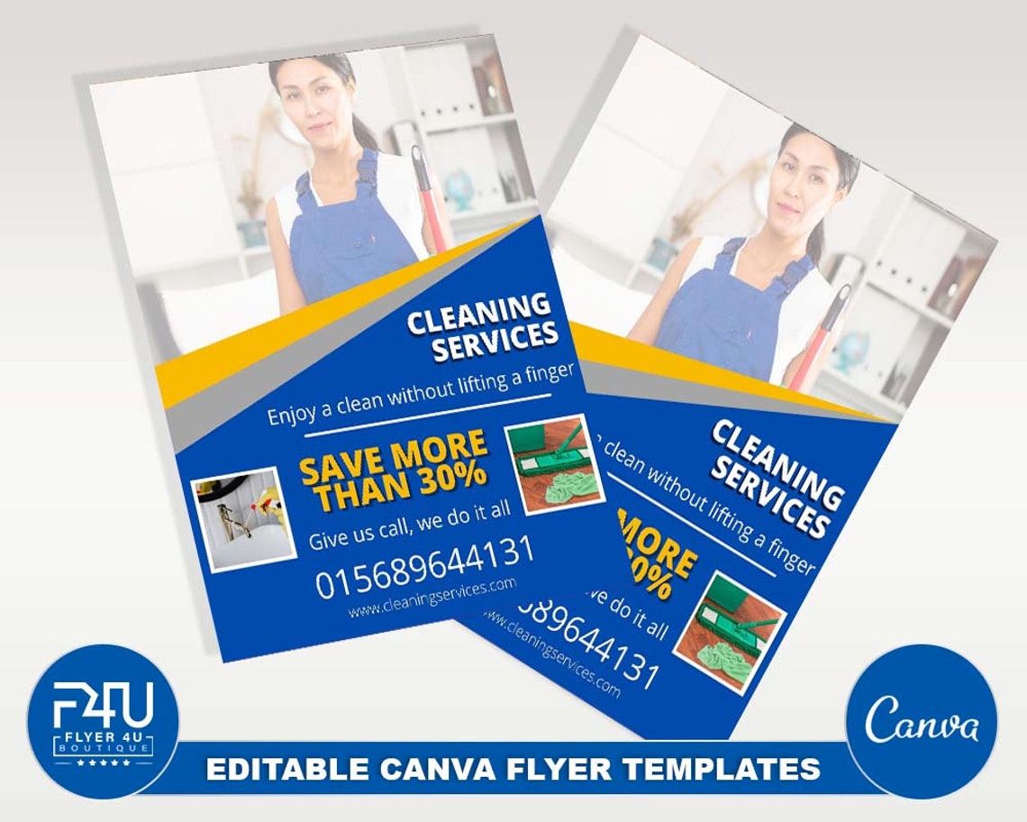 Cleaning Service Flyer DIY Canva Cleaning Business Flyer | Etsy