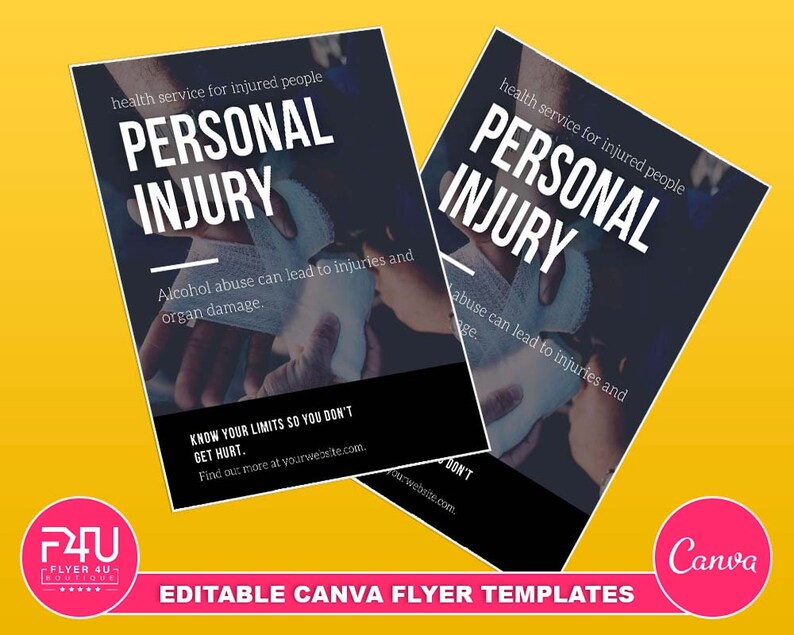 Personal Injury Flyer DIY Canva Personal Injury Templates | Etsy