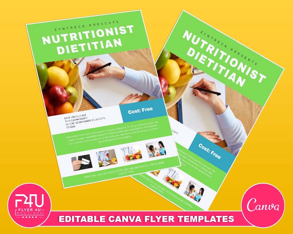 Nutritionist Dietitian Ads Flyer, DIY Canva Nutrition Weight Loss Flyer ...