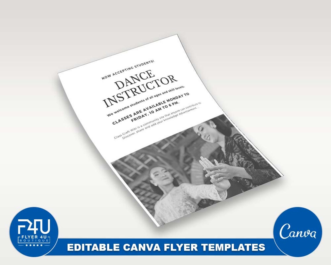 Dance Instructor Flyer DIY Canva Dance Instructor Flyer | Etsy