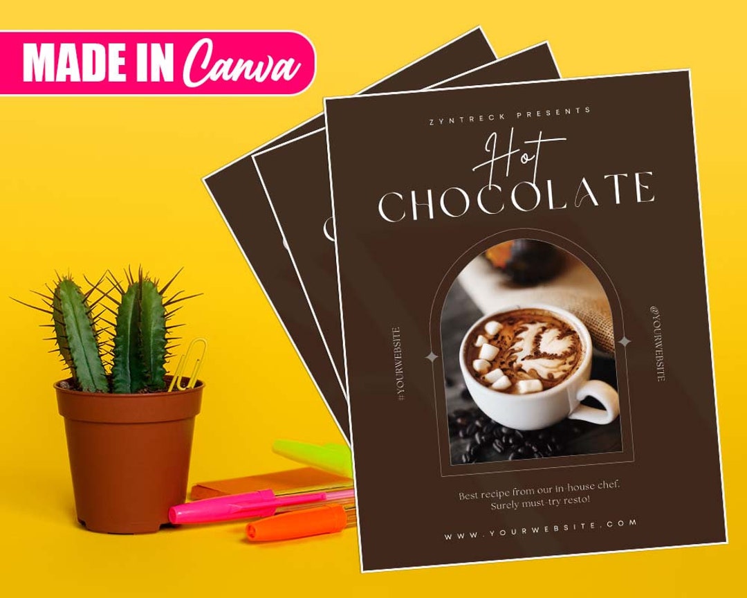Hot Chocolate Flyer, DIY Canva Hot Chocolate Flyer, Editable Canva US ...