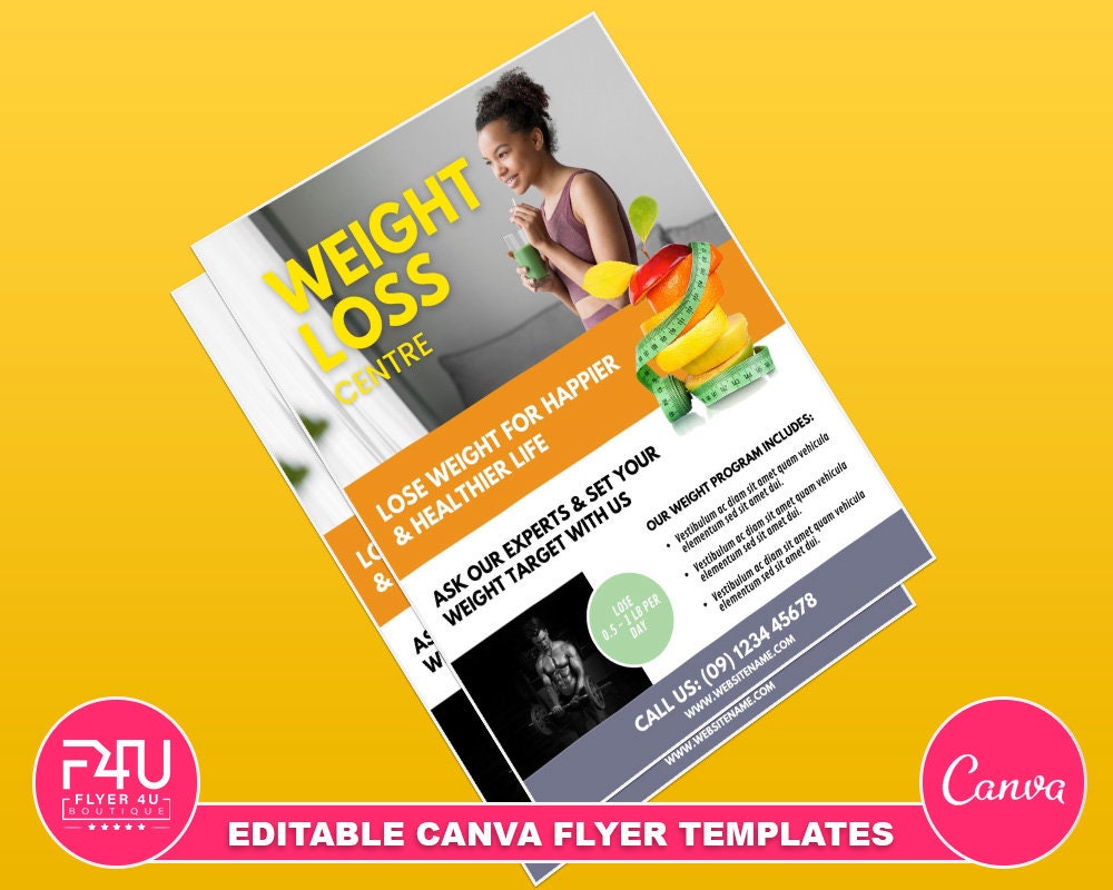 Weight Loss Center Flyer, DIY Canva Weight Loss Center Flyer Template ...
