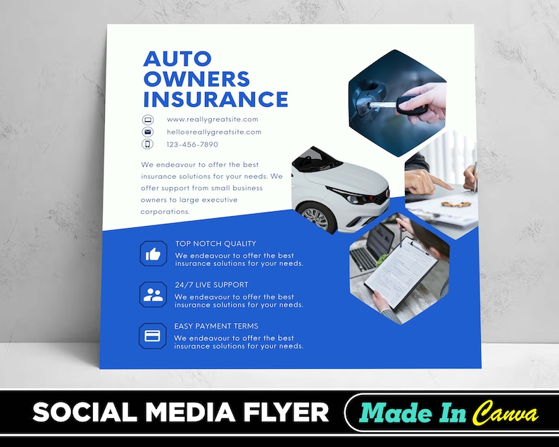 Auto Owners Insurance Flyer, DIY Canva Auto Owners Insurance Flyer ...