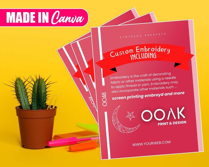 Custom Embroidery Flyer, DIY Canva Custom Embroidery Flyer Template ...