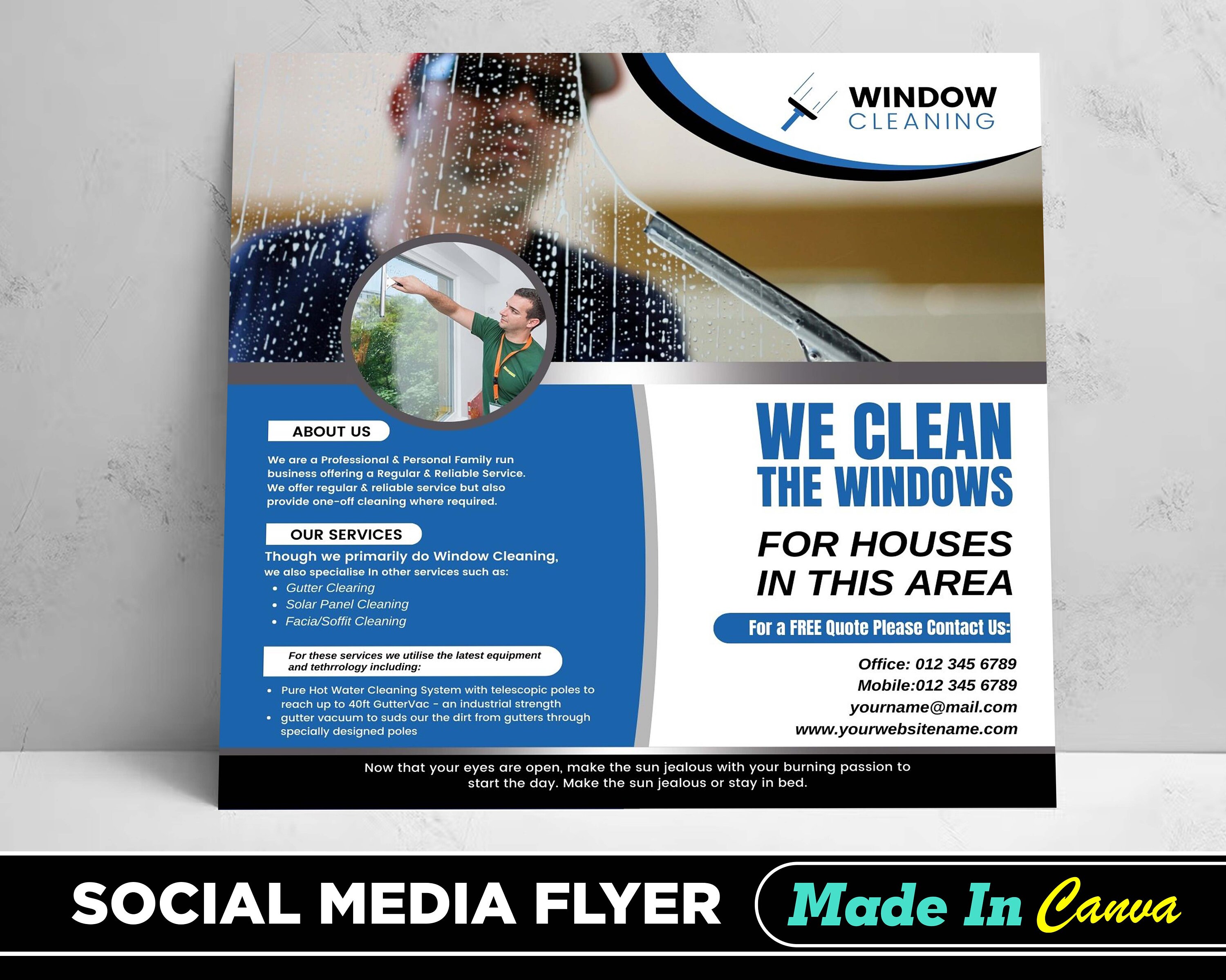 Window Cleaning Flyer DIY Canva Window Cleaning Flyer Etsy Australia