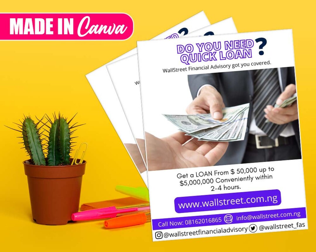 Bank Loan Flyer, DIY Canva Bank Loan Templates, Editable Canva US ...