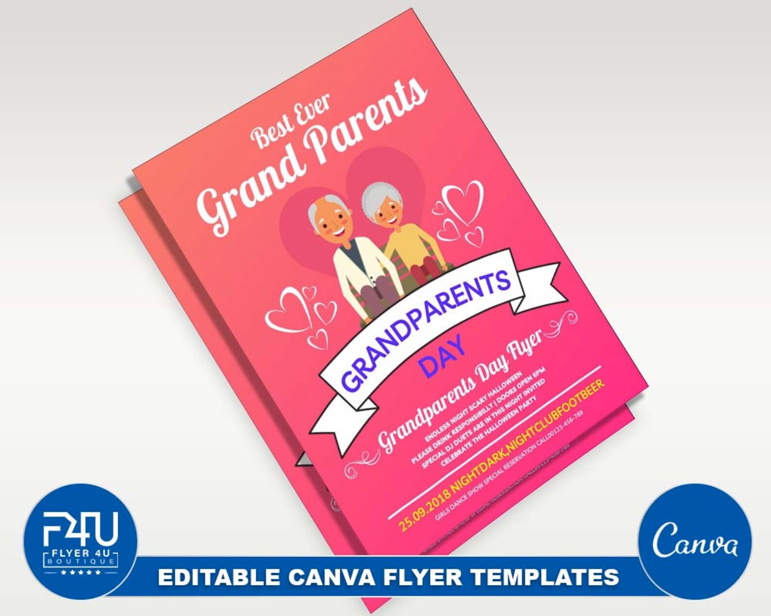 Grandparents Day Flyer DIY Canva Grandparents Day Flyer | Etsy