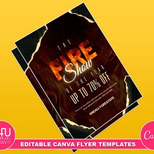 Fire Show Flyer, DIY Canva Fire Show Flyer Template, Editable Canva US ...
