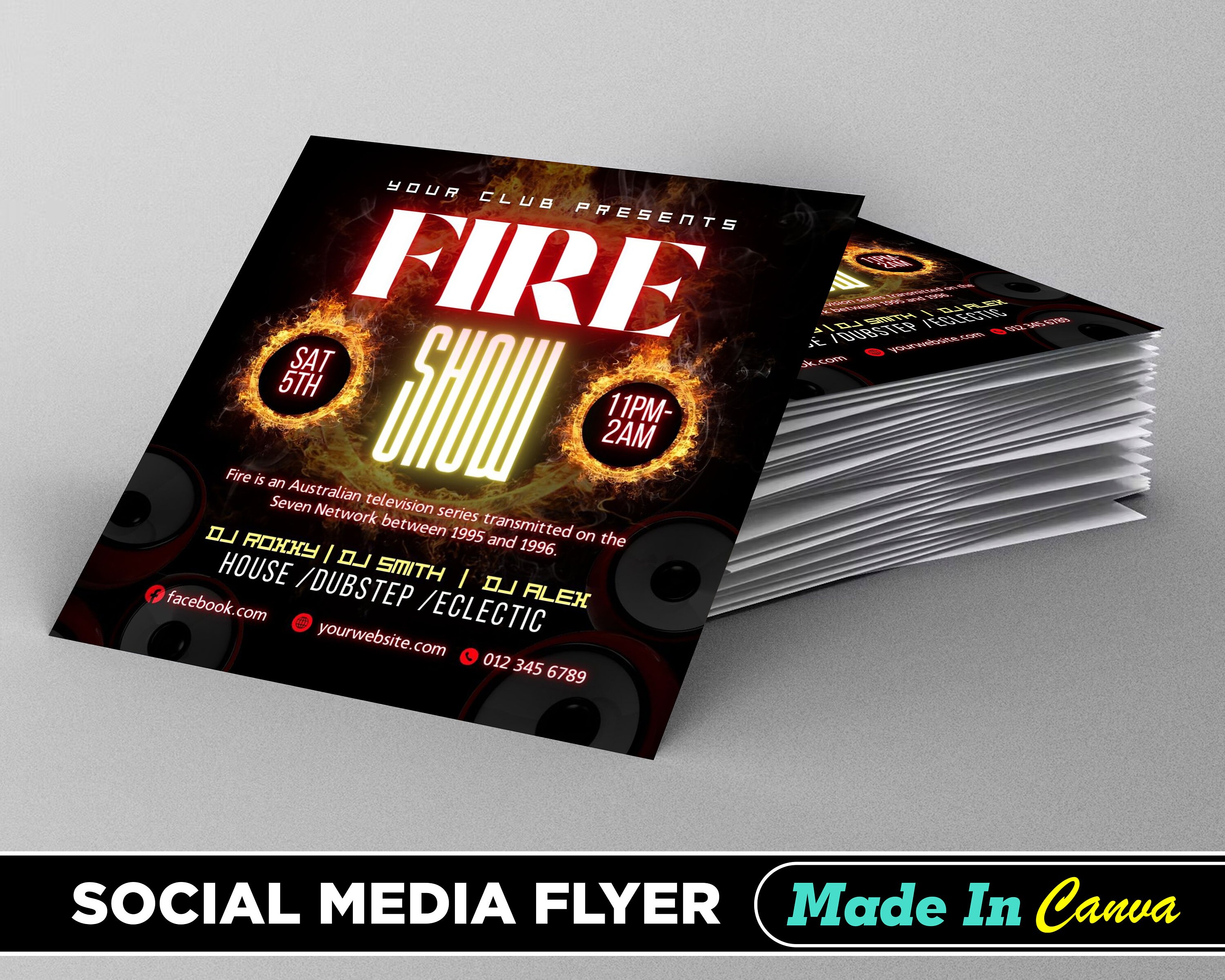 Fire Show Flyer, DIY Canva Fire Show Flyer Template, Editable Canva ...