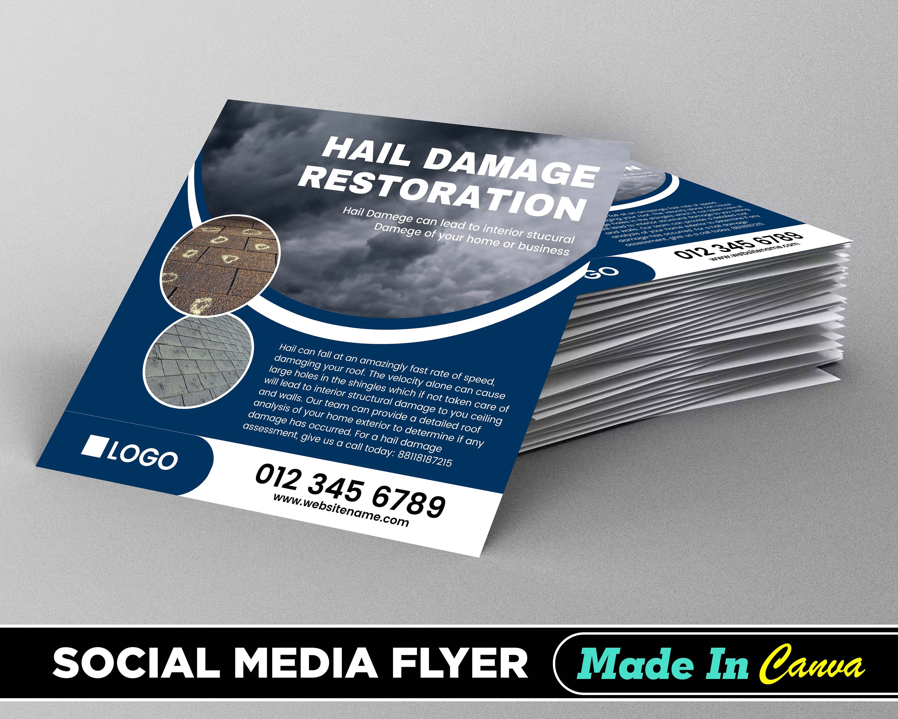 Hail Damage Restoration Flyer, DIY Canva Hail Damage Restoration Flyer ...