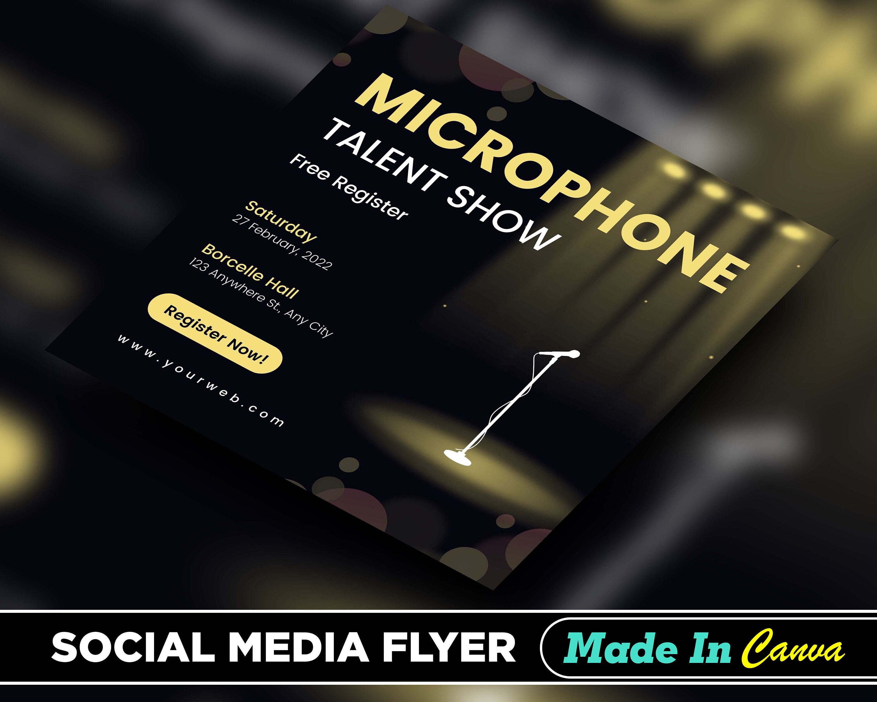 Microphone Talent Show Flyer, DIY Canva Microphone Talent Flyer ...