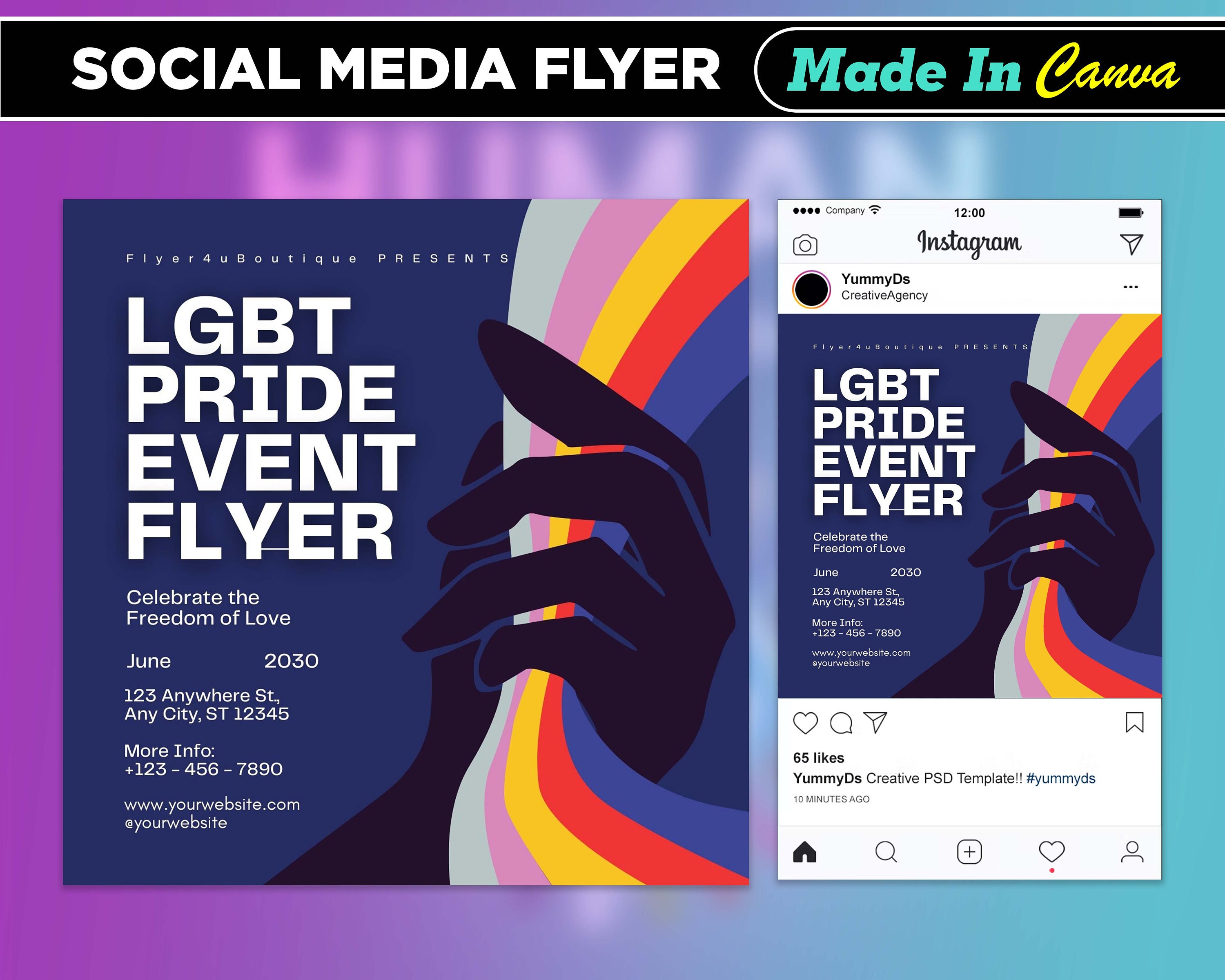 LGBT Pride Event Flyer, DIY Canva Lgbt Pride Event Flyer Template 2022 ...