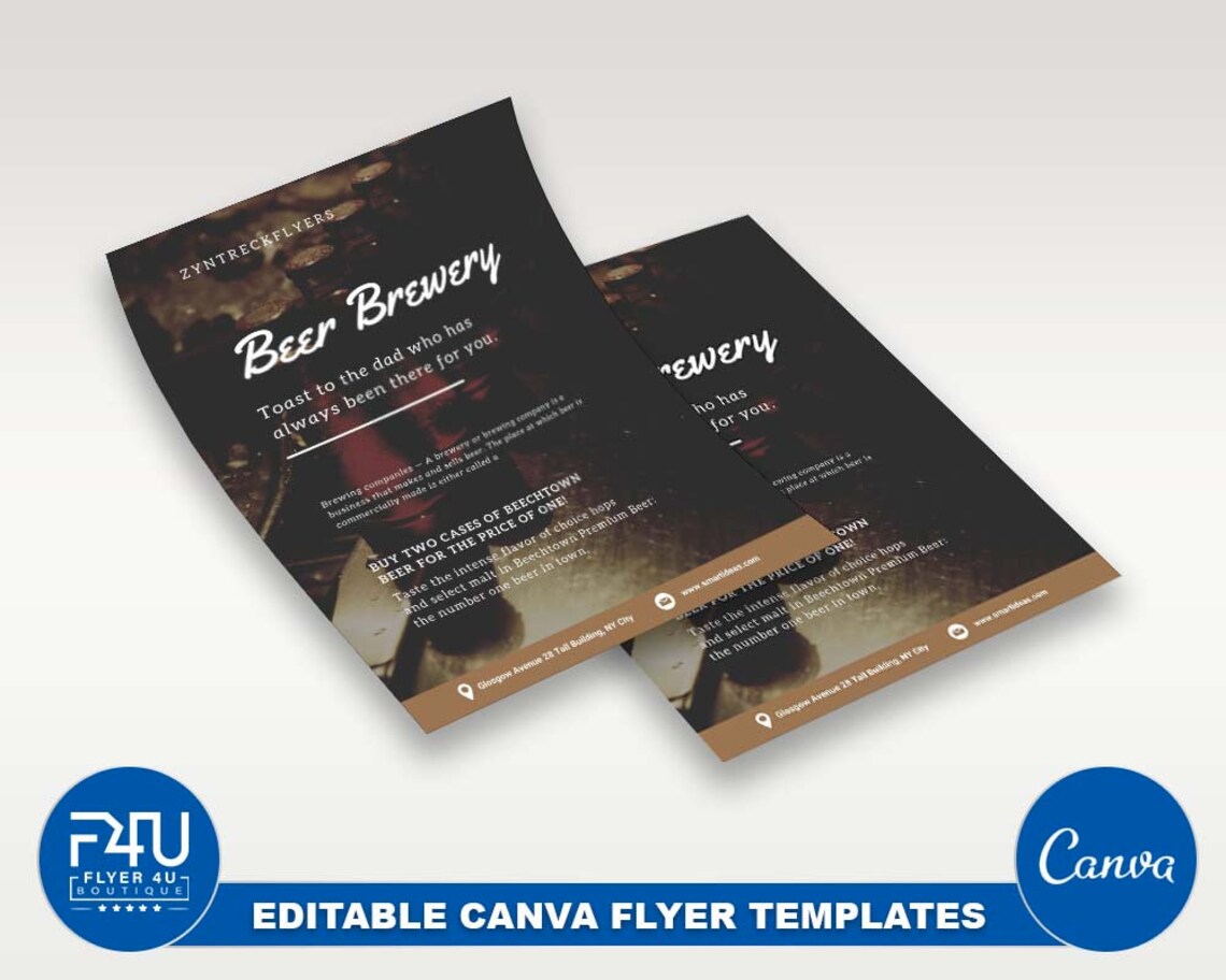 Beer Brewery Flyer DIY Canva Beer Brewery Flyer Template - Etsy