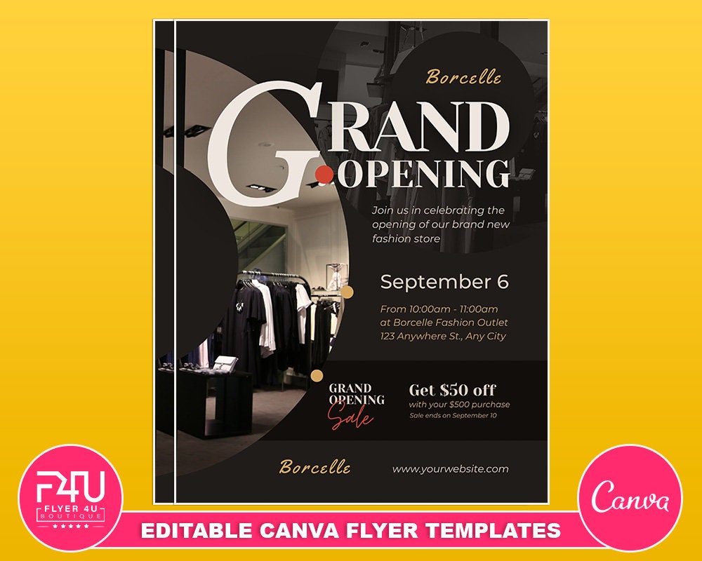 Grand Opening Business Flyer, DIY Canva Business Grand Opening Flyer ...