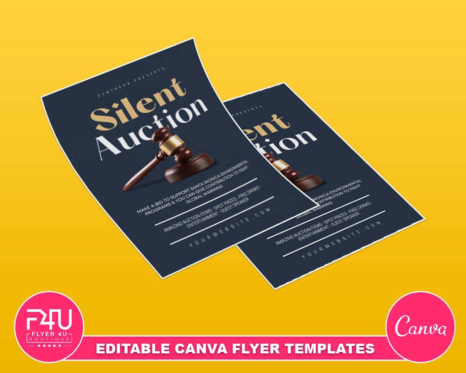 Live Auction Flyer, DIY Canva Live Auction Flyer Template, Editable US ...