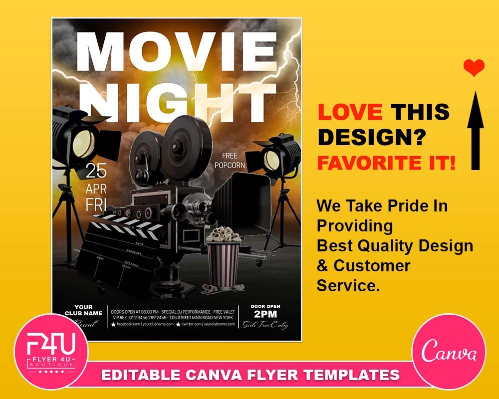 Movie Flyers DIY Canva Movie Flyers Editable Canva US Letter - Etsy