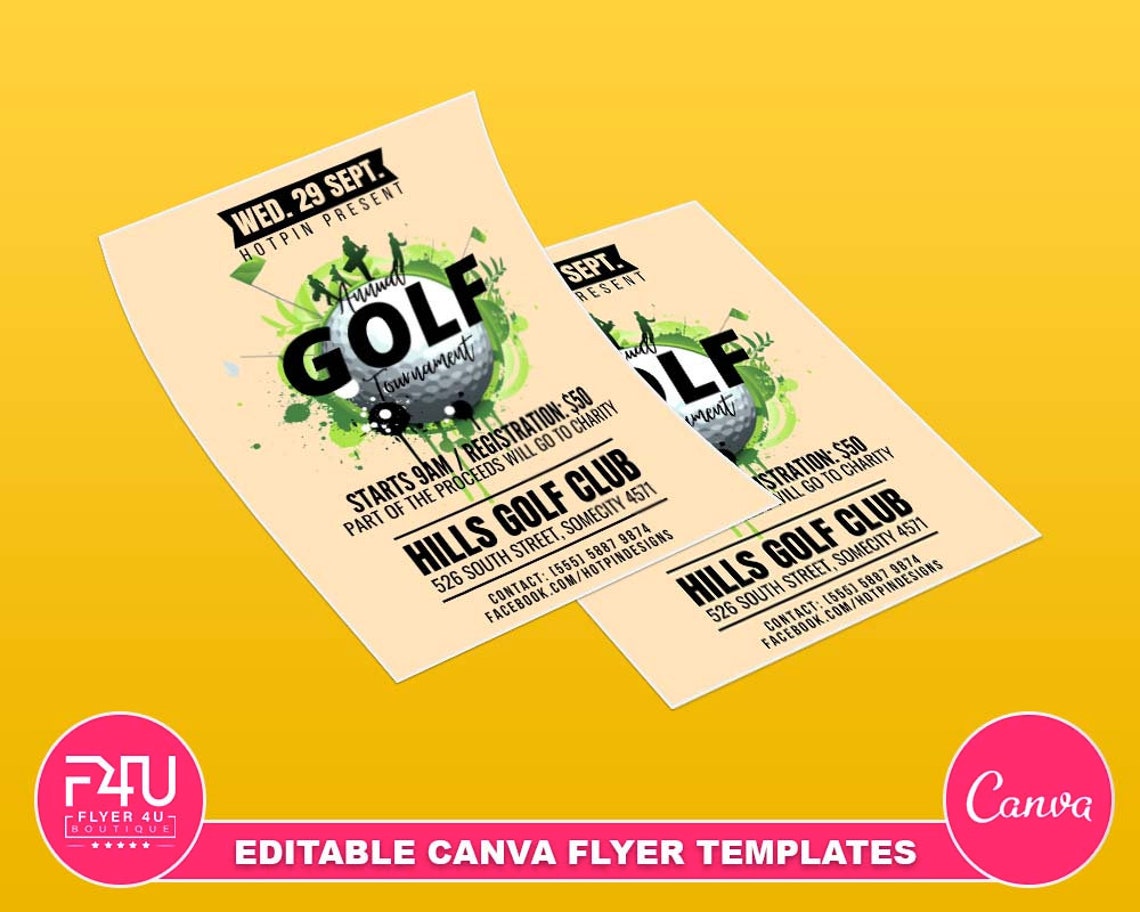 Golf Fundraiser Flyer DIY Canva Golf Fundraiser Templates - Etsy