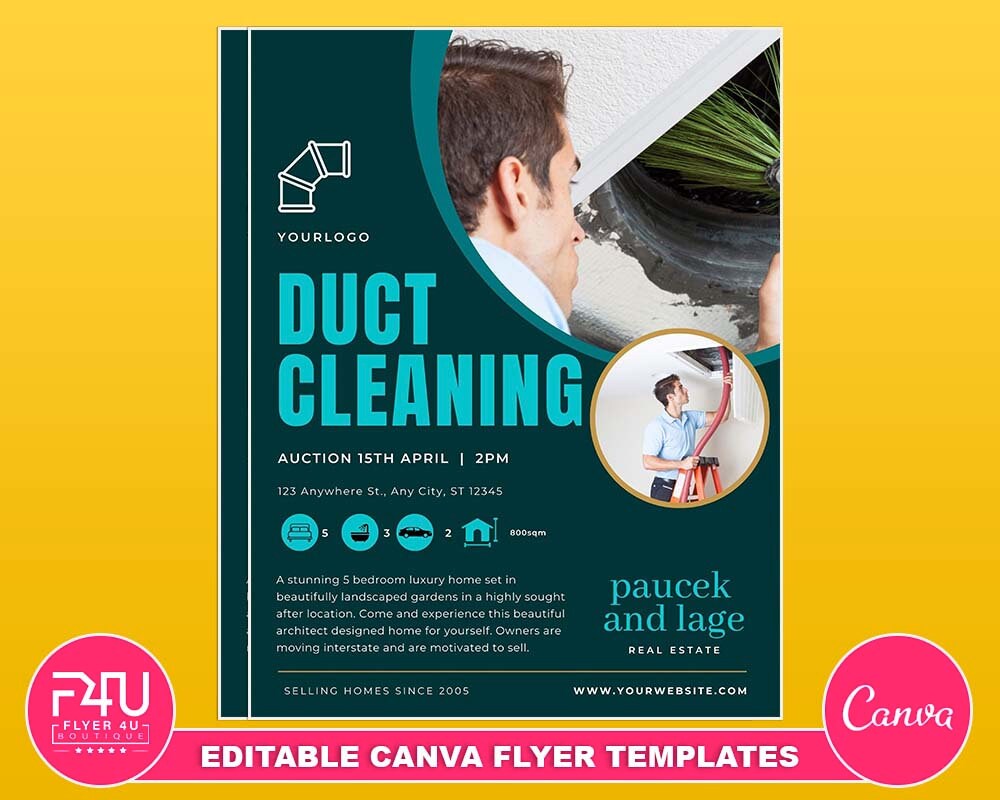 Duct Cleaning Flyer, DIY Canva Duct Cleaning Flyer, Editable Canva US ...