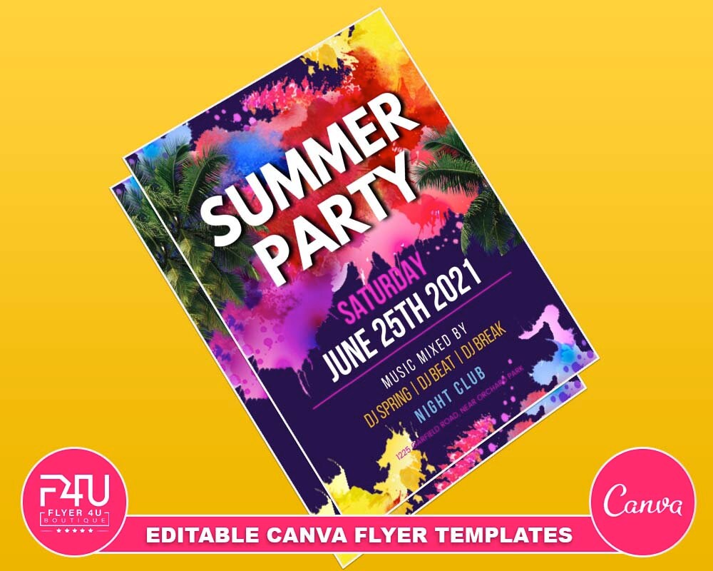 Summer Flyer, DIY Canva Summer Flyer Template 2022, Editable Canva US ...