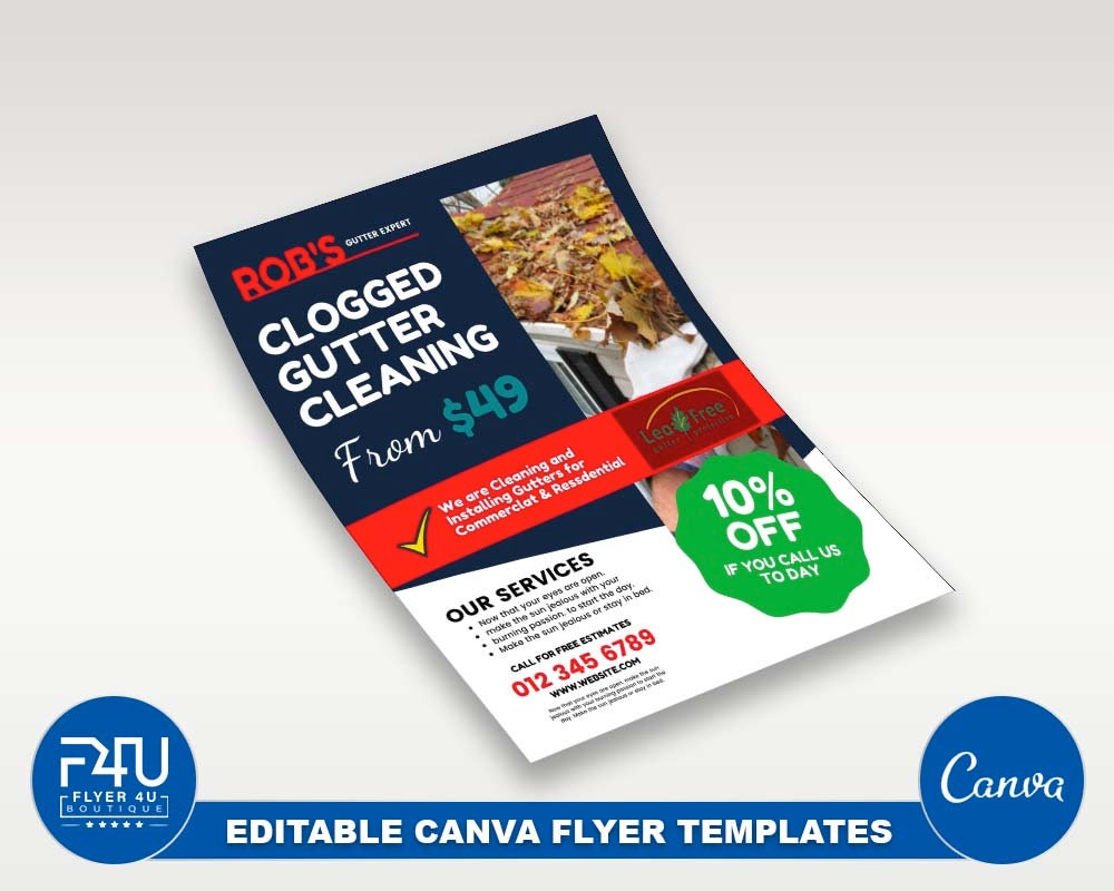 Gutter Cleaning Flyer DIY Canva Gutter Cleaning Flyer - Etsy