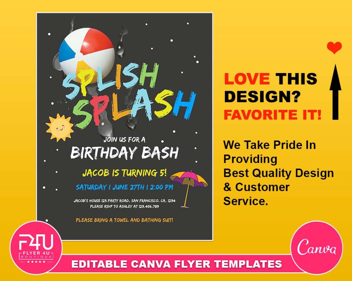 Splish Splash Flyer DIY Canva Splish Splash Flyer 2022 - Etsy
