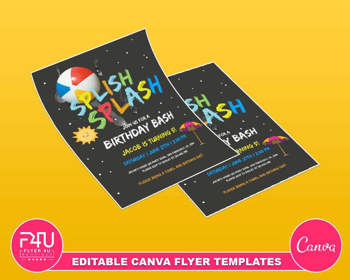 Splish Splash Flyer DIY Canva Splish Splash Flyer 2022 - Etsy