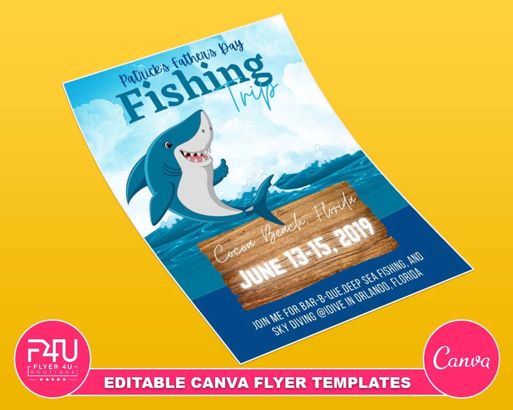 Fishing Trip Flyer, DIY Canva Fishing Trip Templates, Editable Canva US ...